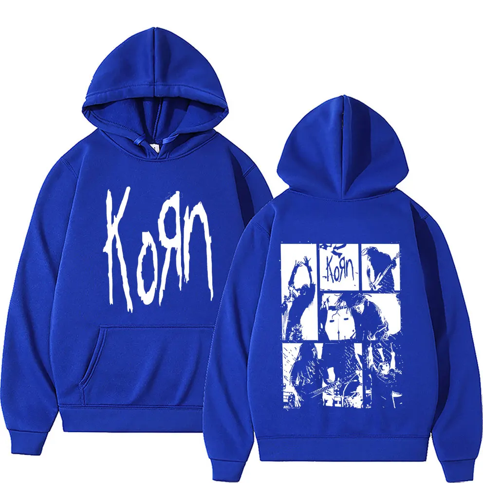 Korn Live Concert Hoodie – Black & White Grunge Design