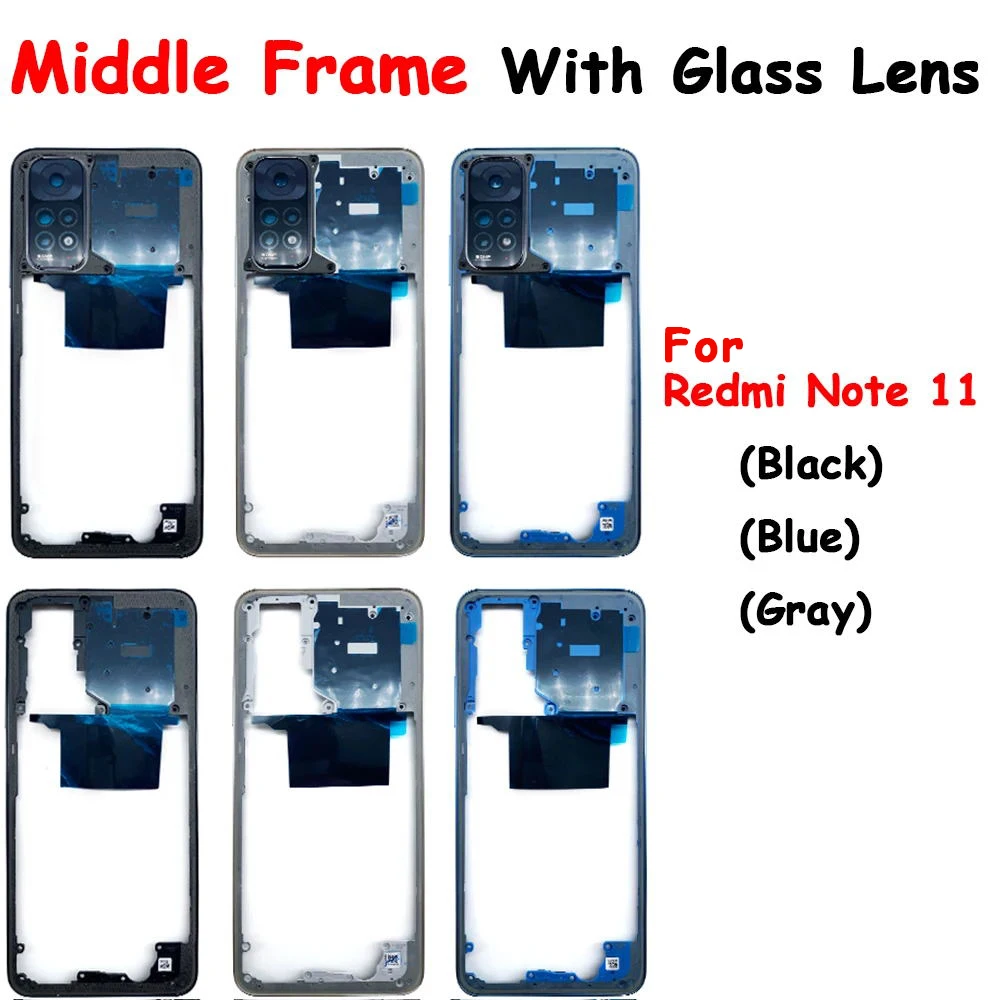 Middle-Frame-With-Back-Camera-Glass-lens-For-Redmi-Note-11-Camera-Lens ...