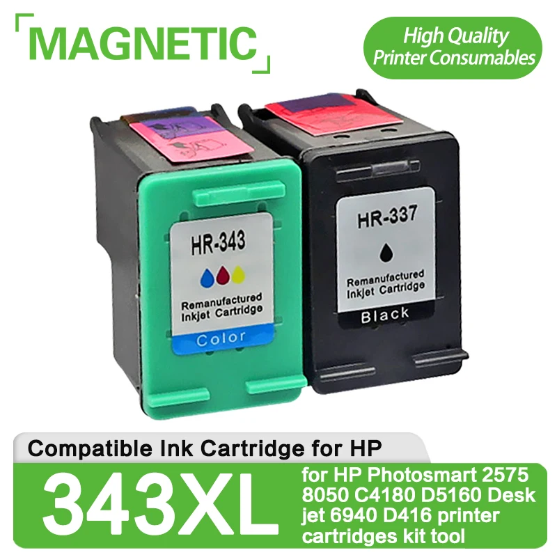 NEW Compatible for HP343 337 Ink Cartridge for HP Photosmart 2575 8050 ...