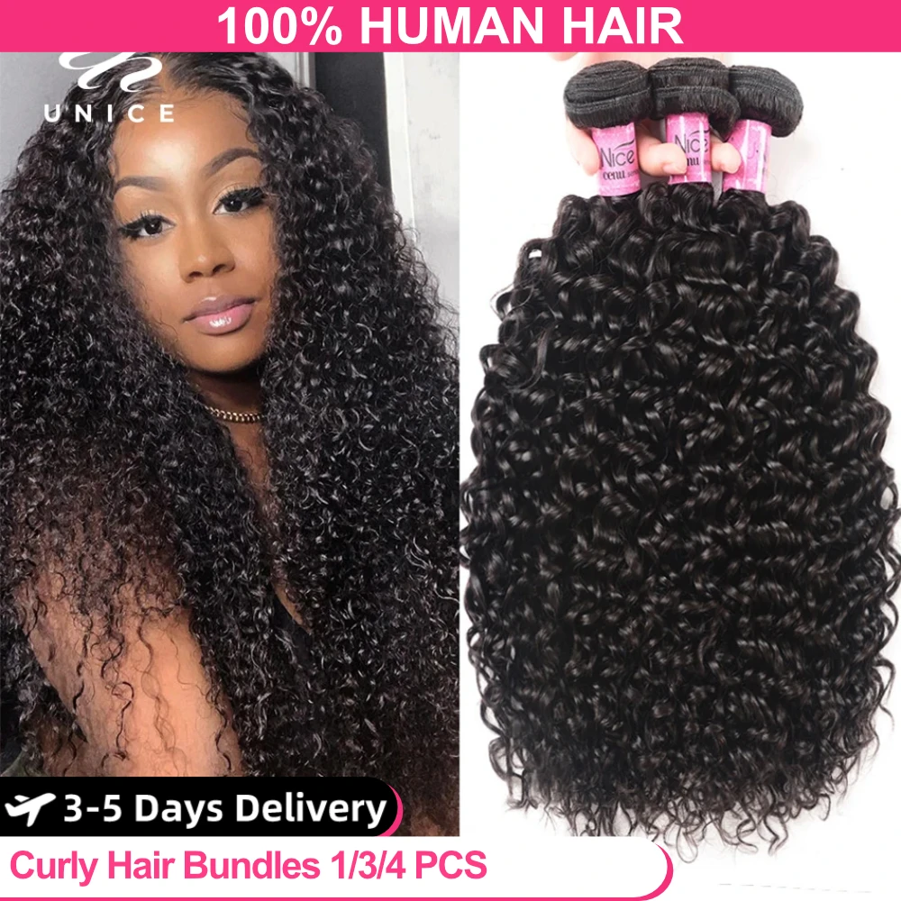 UNice Hair Curly Weave 100% Human Hair Bundles Remy Hair 8-26 Inch ...