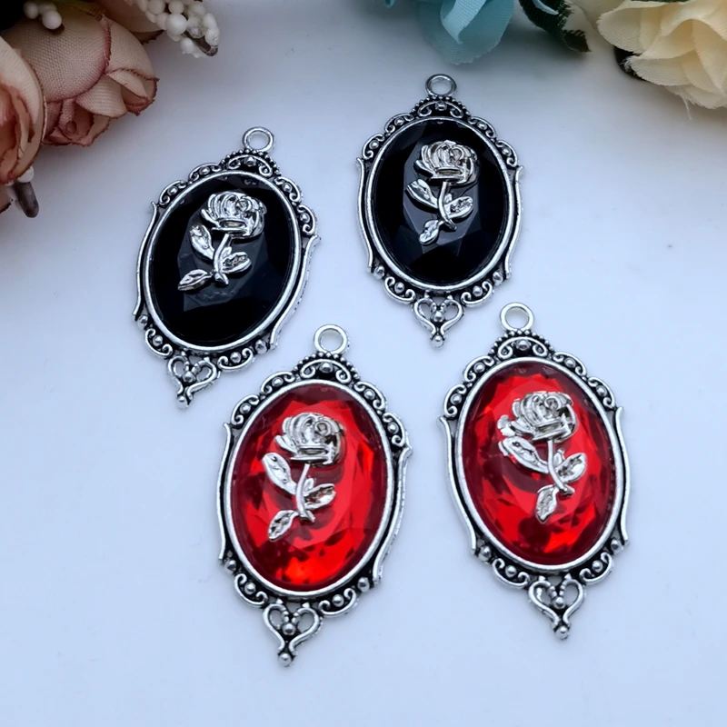 5pcs-42-23mm-Gothic-Red-and-Black-Crystal-Rose-with-Frame-Embossed ...