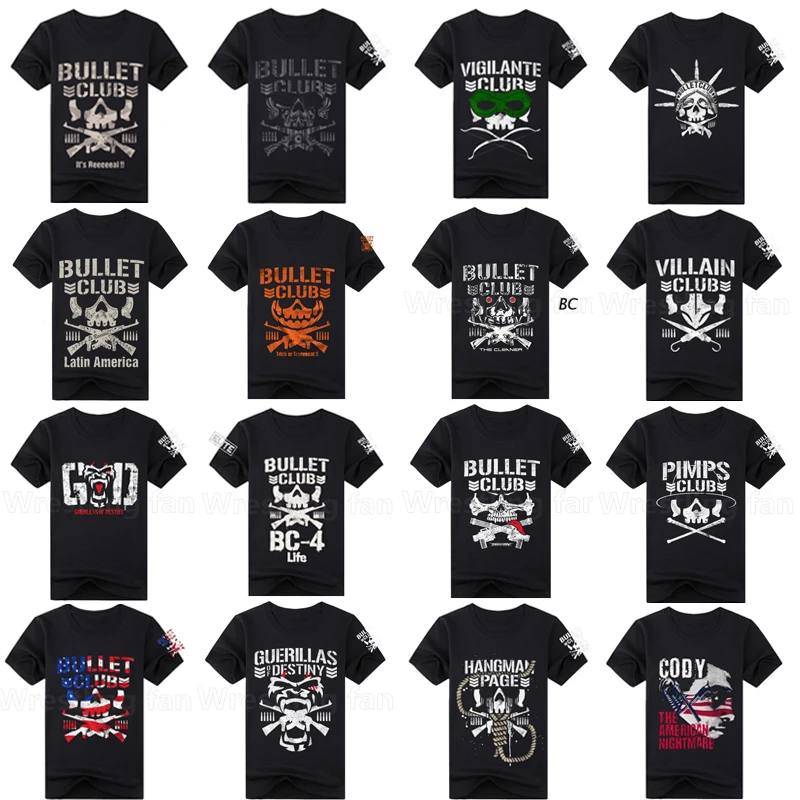 Bullet Club Pro Wrestling Marty Scurll Kenny Omega T-shirt Adam Page ...