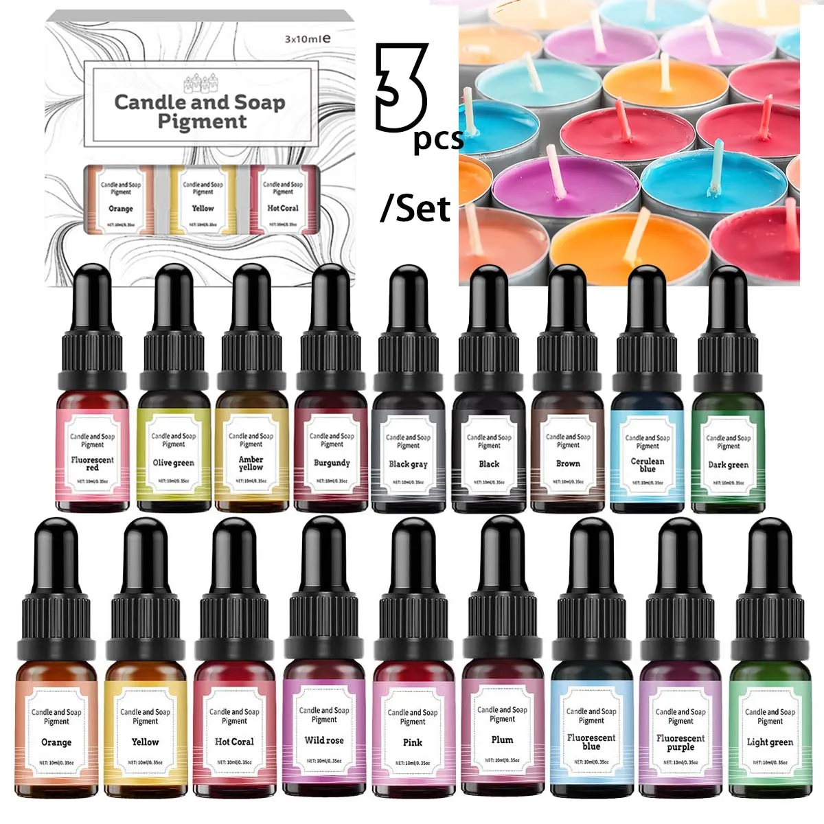 10ml 1Set 3Colors Essential Oil Highly Concentrated Pigment Colorant ...