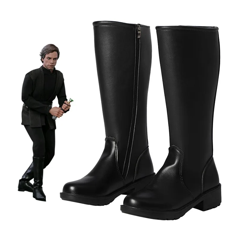 Star-Cosplay-Luke-Skywalker-Black-PU-Leather-Boots-Shoes-Custom-Made ...
