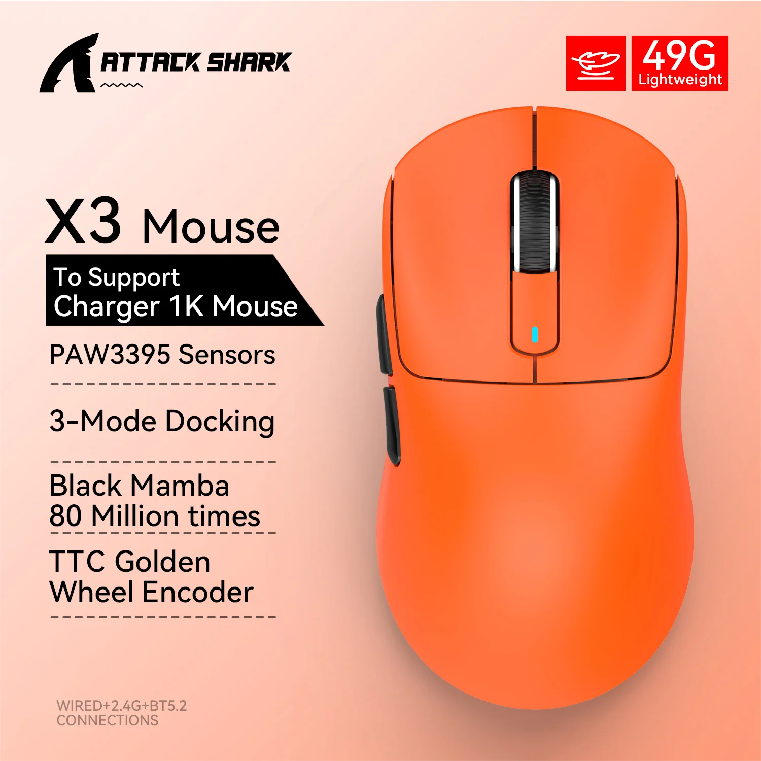 X3-Gaming-Mouse-Wireless-ATTACK-SHARK-Red-Color-4K-Returns-Bluetooth-Tri-Mode-Connection-PAW3395 ...