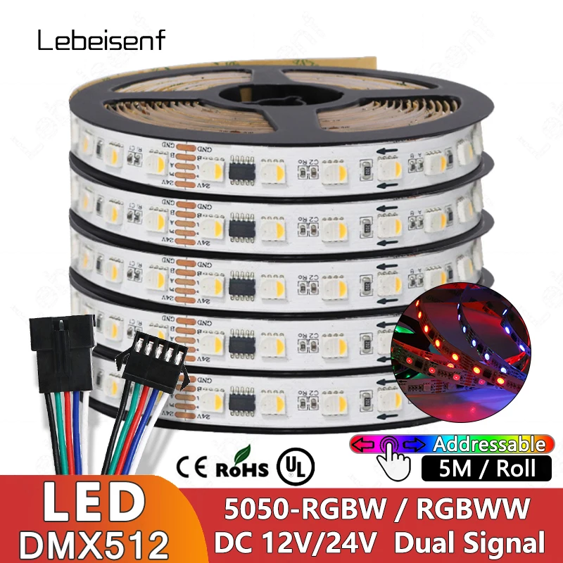 Dmx Addressable Dmx512 Led Pixel Light Strip Rgbw Rgbww 4 In 1 Smd 5050 External Ic Tm512ac Dc ...
