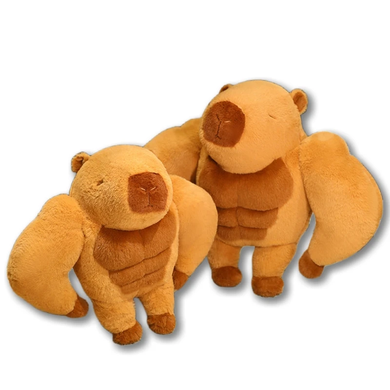 45/65/75cm Muscle Capybara Plush Pillow Fun Brown Muscle Capybara Plush ...