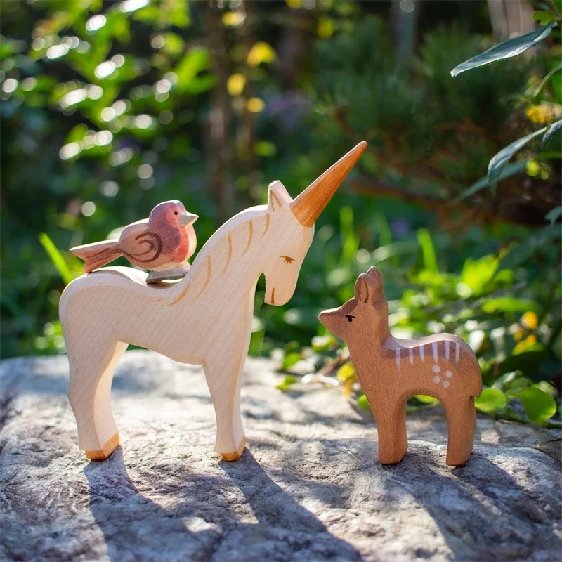 Handmade-Wooden-Animal-Figures-Bird-Rabbit-Deer-Toddler-Open-Ended-Toys ...