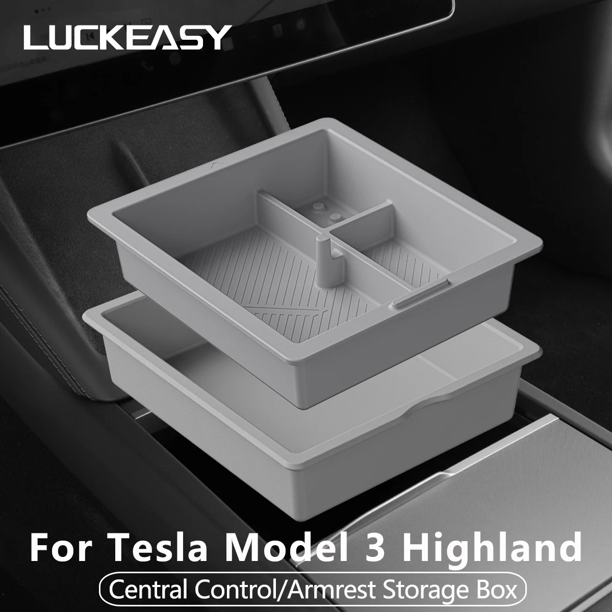LUCKEASY-for-Tesla-Model-3-Highland-Central-Control-Storage-Box-Armrest ...