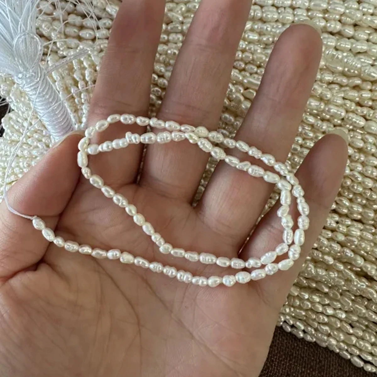 Grade A Natural Freshwater Pearl Rice-Shaped Semi-Finished Loose Beads ...