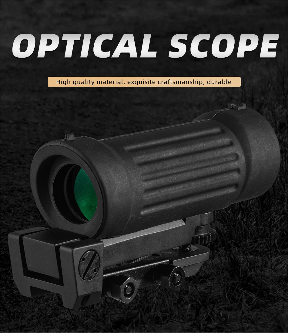 FIRE WOLF 4X45 4X Fiber Airsoft Rifle Scope Sight with 20mm Picatinny ...