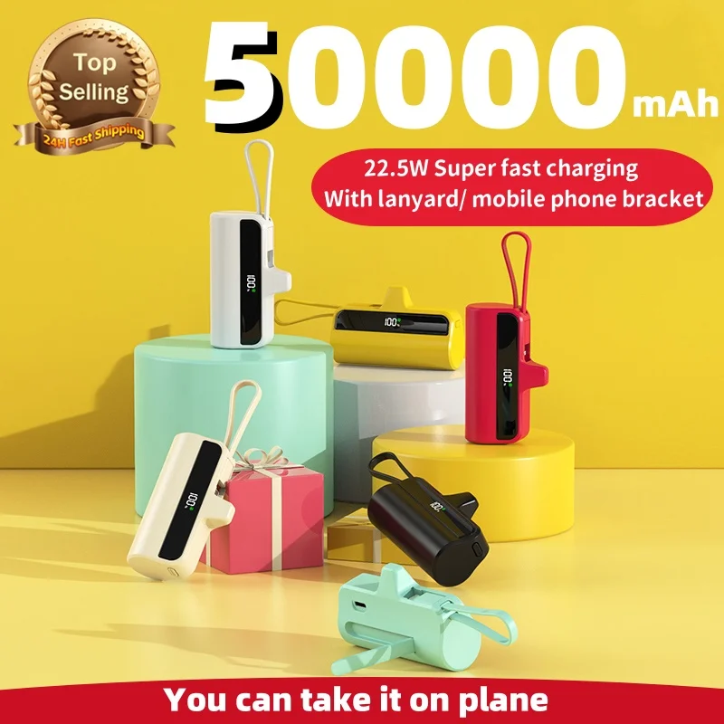 50000mAh-Capsule-Power-Bank-Mini-Portable-Pocket-External-Battery-Two ...