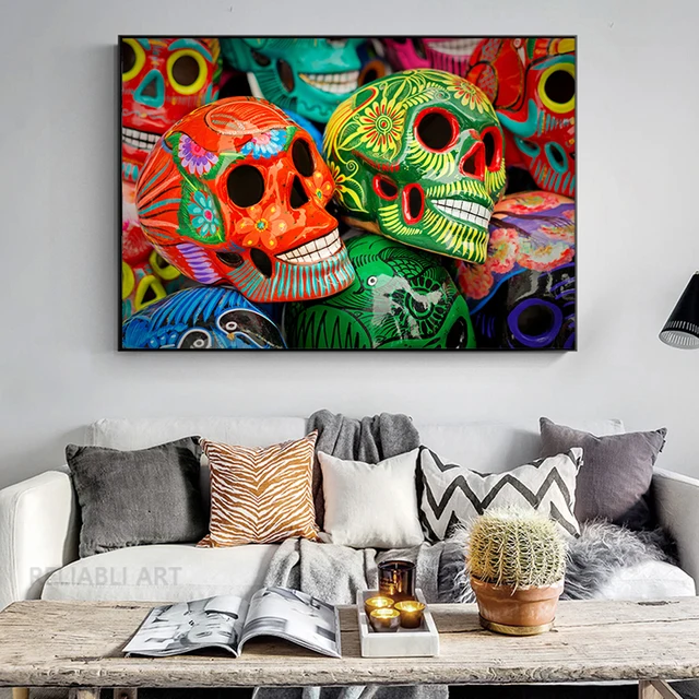 Arte De Calaveras Coloridas