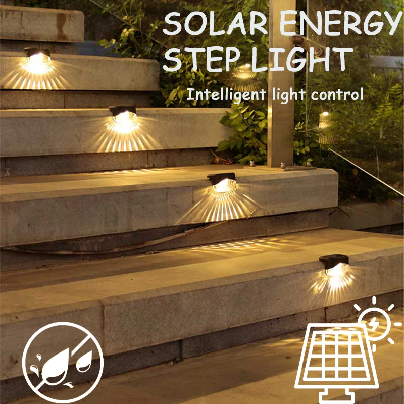 2pcs Solar Led Light Outdoor Stair Wall Lights Pathway Yard Patio Steps ...