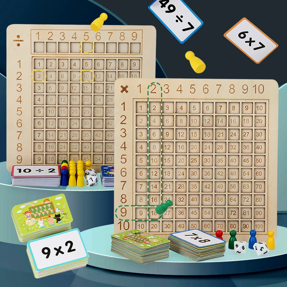 Wooden Board Game Early Learning Montessori 9X9 Math Counting Hundred ...