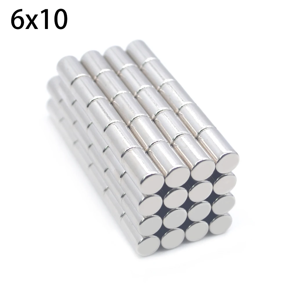2-1000Pcs 6x10 Neodymium Magnet 6mm x 10mm N35 NdFeB Round Super Powerful Strong Permanent ...