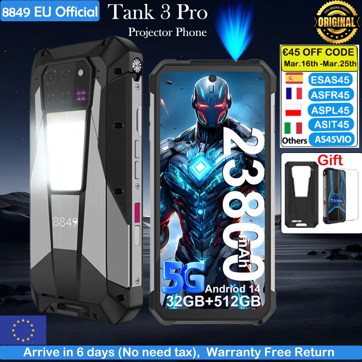 8849 Tank 3 Pro Unihertz Smartphone robuste avec projecteur 100 Lumens ...