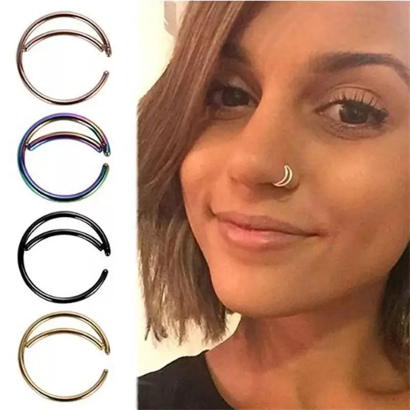 1Pcs Stainless Steel Moon Shape Septum Helix Piercing Nose Rings Lip ...