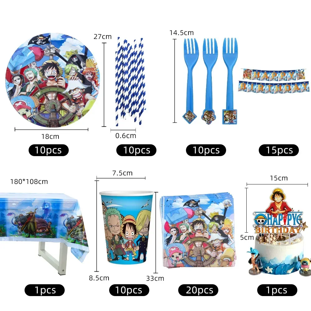Vajilla de Fiesta de Anime NOBRAND de una pieza Luffy Plato Taza Globo ...