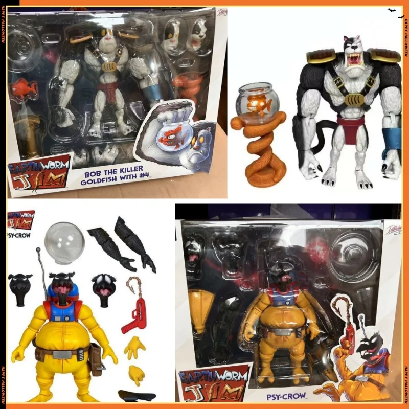Pdna-1-12-Earthworm-Jim-Action-Figure-Psy-Crow-Snot-Worm-Body-Jim-Heads ...