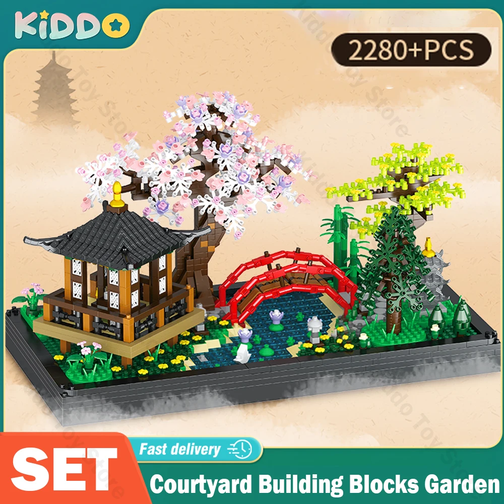Courtyard-Building-Blocks-Garden-Zen-Garden-Architecture-2280PCS-DIY ...