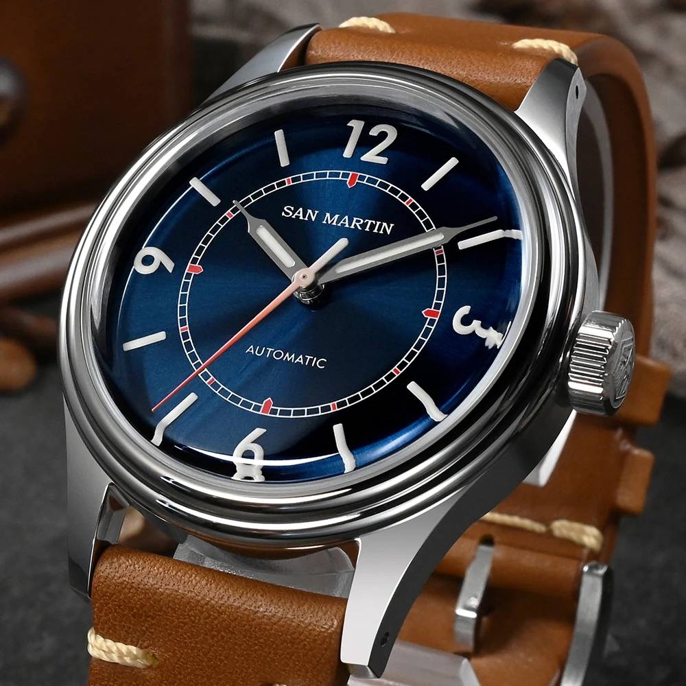 San Martin Pilot NH35 Automatic Mechanical Watch For Men 38.5mm Enamel ...