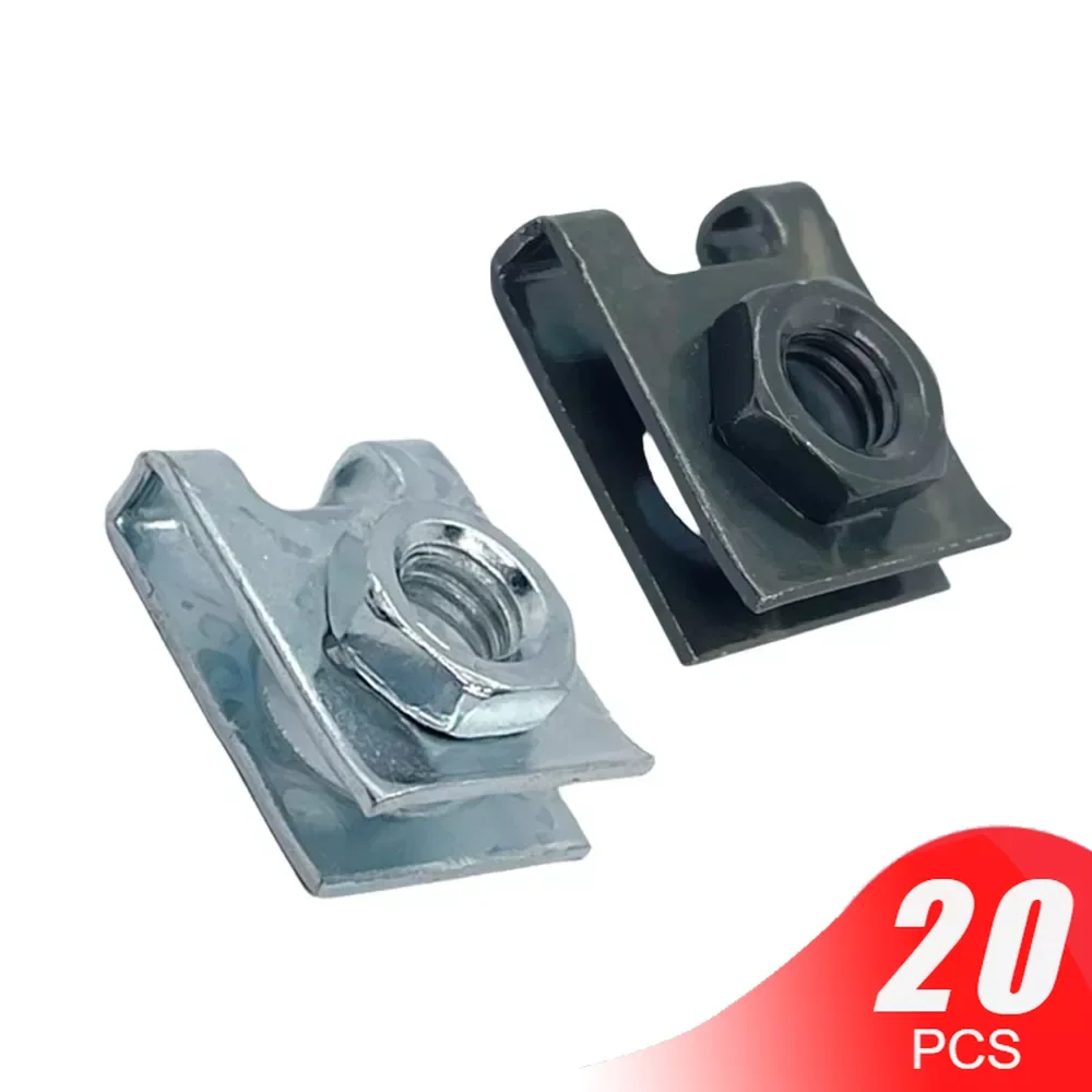 20pcs-Car-Metal-Retainer-6mm-U-Type-Clips-with-Nut-M6-License-Plate ...