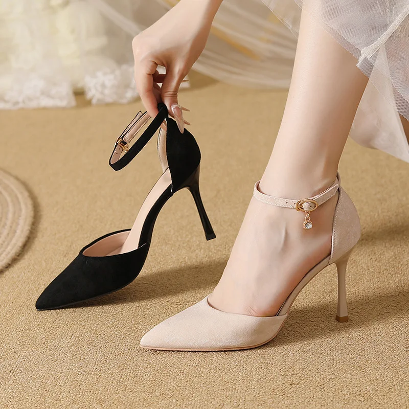 Small-Size-30-44-Women-High-Heel-Shoes-Suede-Thin-Heels-Ankle-Strap ...