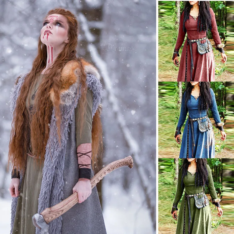 Medieval-Gown-Dress-Women-Maxi-Robe-Vintage-Fairy-Elf-Elven-Dress ...