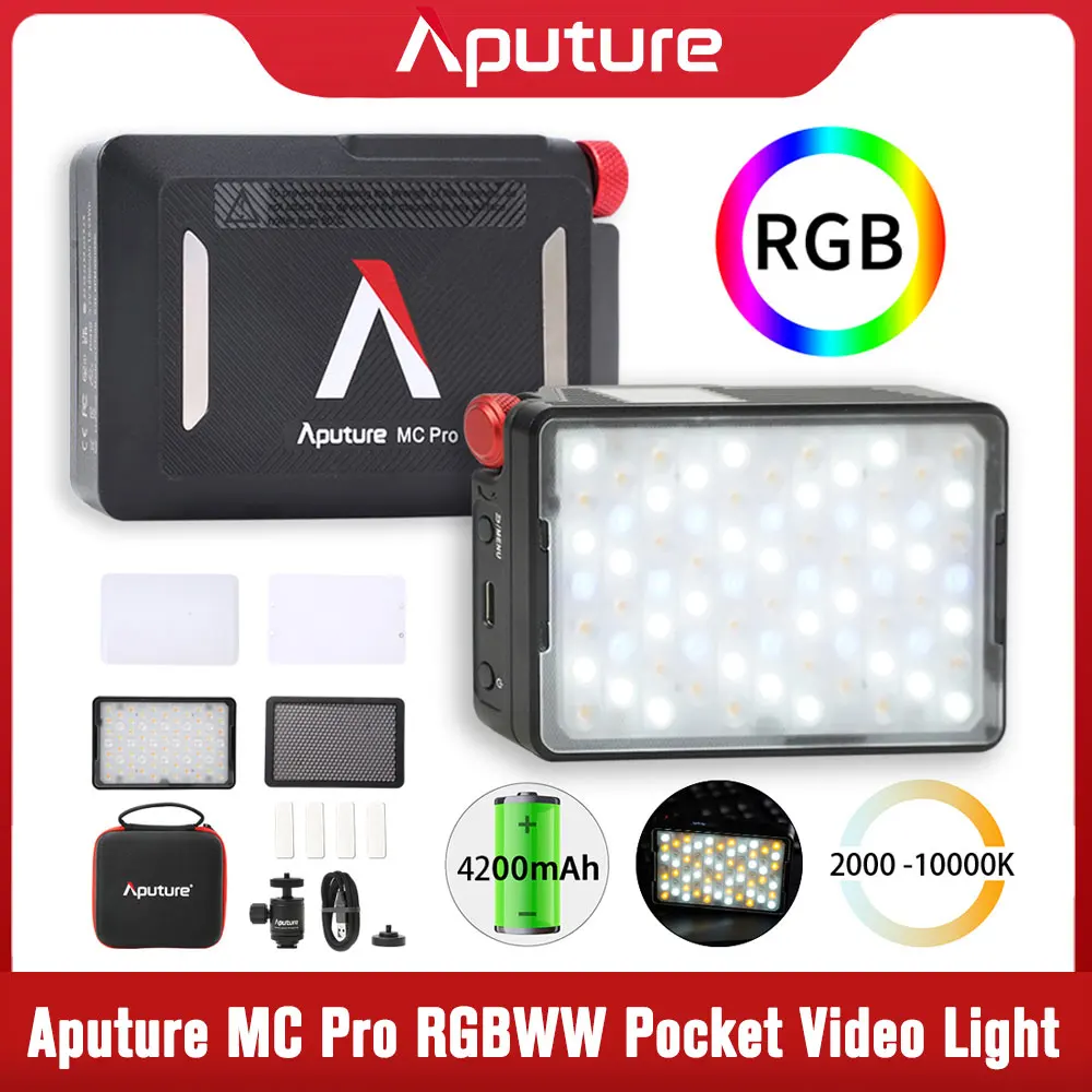Aputure MC Pro Portátil RGBWW LED Video Light 2000K 10000K Mini ...