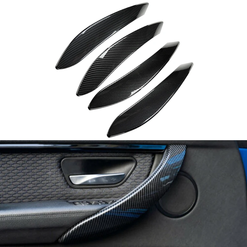 4Pcs-Interior-Door-Handle-Cover-Trim-Carbon-Fiber-Look-For-BMW-3-Series ...