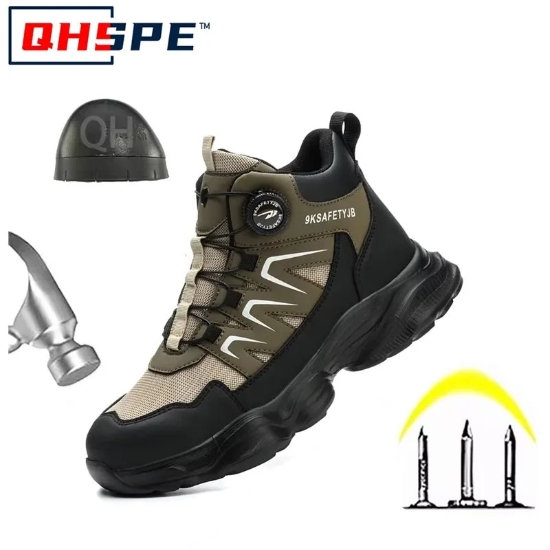 Rotary Buckle Work Sneakers Protective Shoes Lightweight Safety anti ...