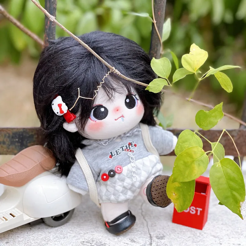 Black hair 20cm EXO Kpop Plush Doll Baby Doll with Hair Plush Doll's ...