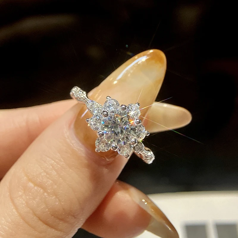 KNB-100-Real-5CT-Big-Moissanite-Diamond-Classical-Sunflower-Ring-for-Women-Gift-925-Sterling ...