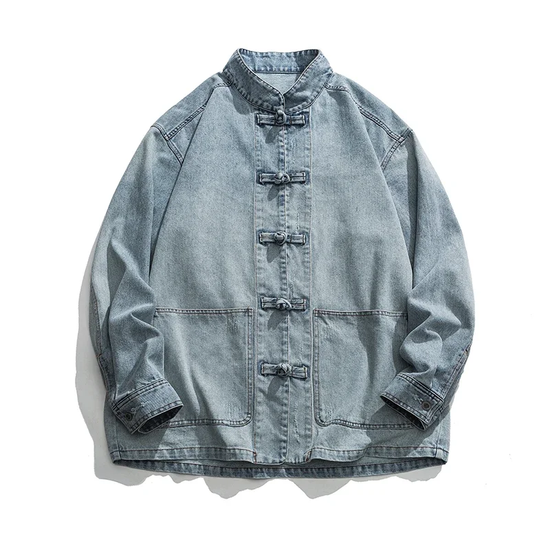 2024 Chinese Style Denim Jacket Men Streetwear Oriental Clothes Autumn ...