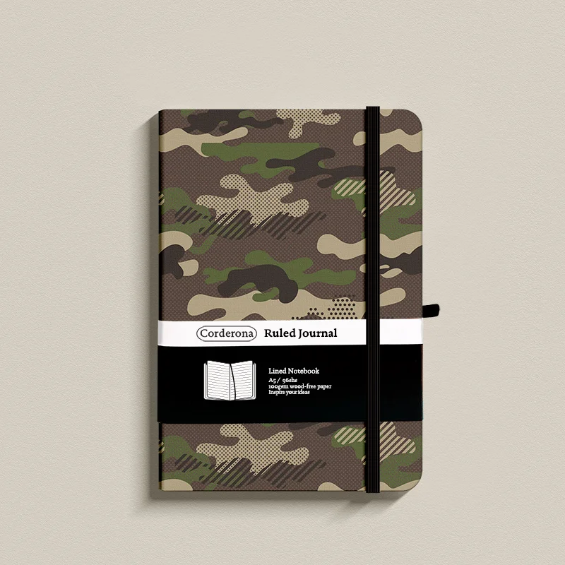 Camouflage Lined Journal Elastic Band A5 100gsm Hard Cover Ruled ...