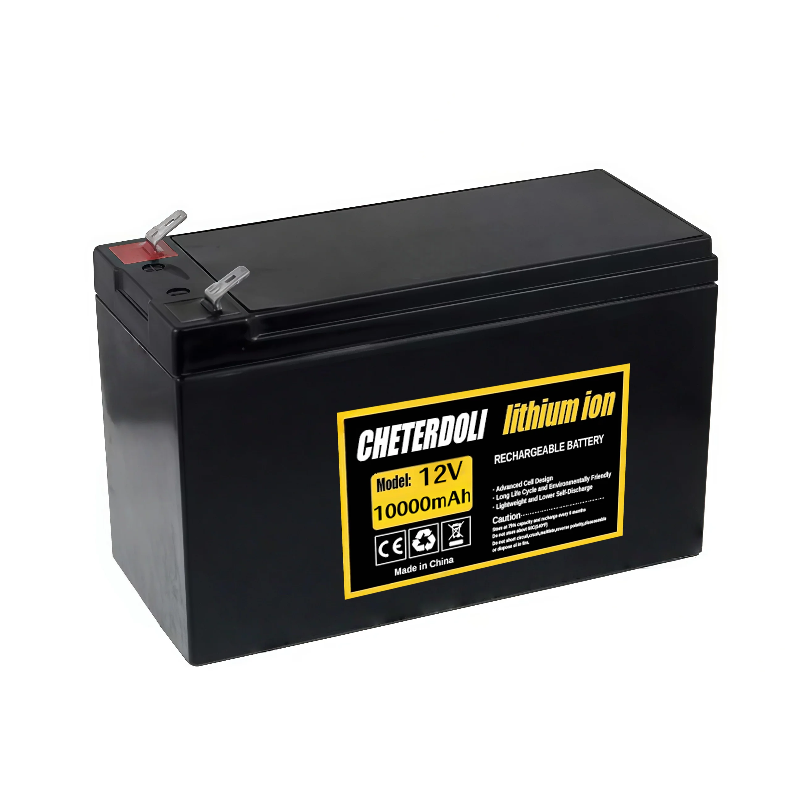 12V 10Ah Backup Rechargeable Battery Maintenance-Free For Theft Alarm ...