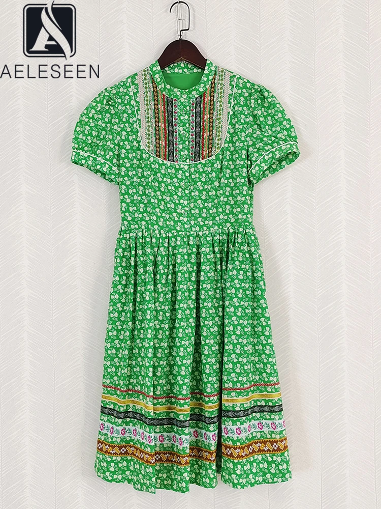 AELESEEN-100-Cotton-Green-Ethnic-Dress-For-Women-Design-Fashion-Summer ...