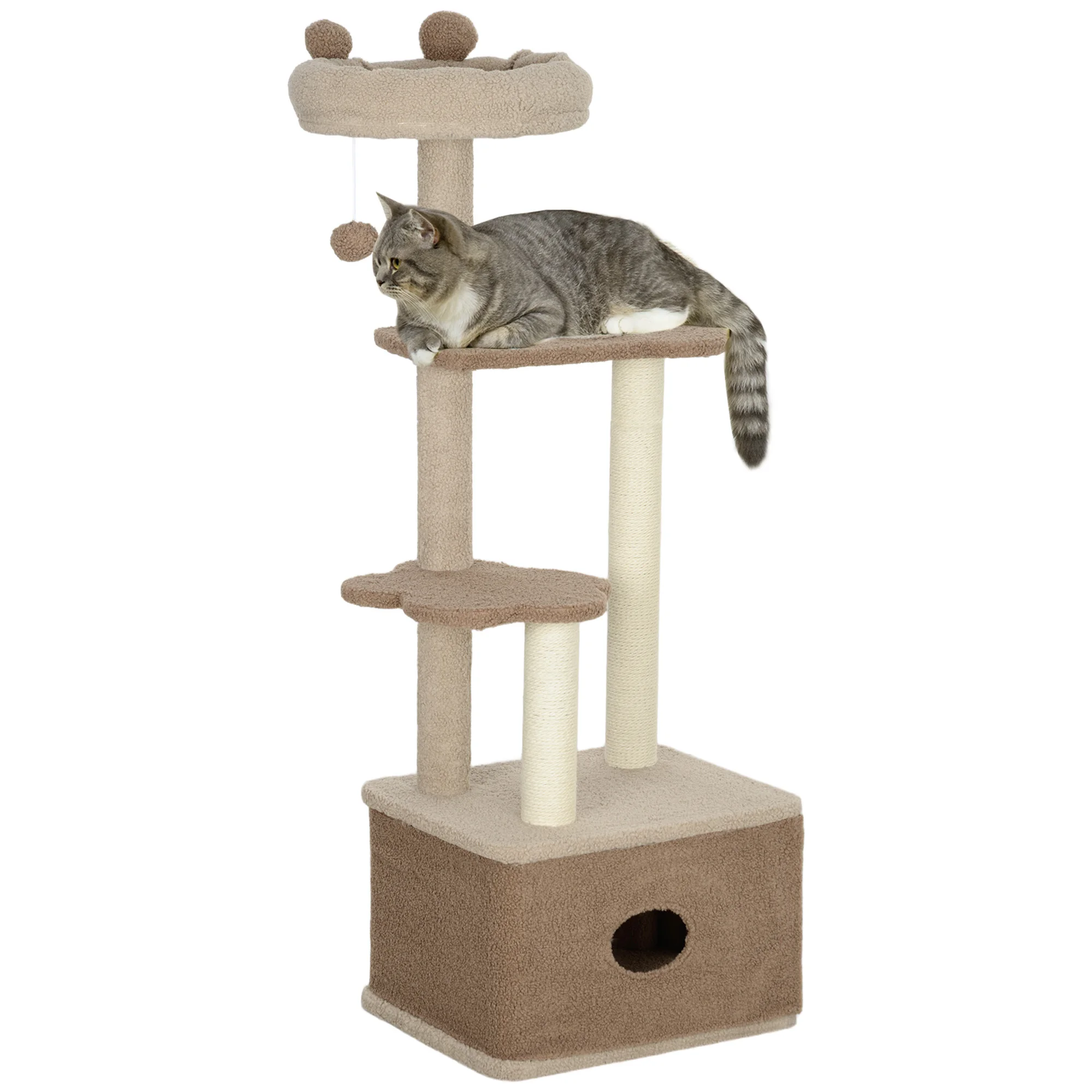 PawHut tree cat scraper height 133 cm with nest platforms coffee ...