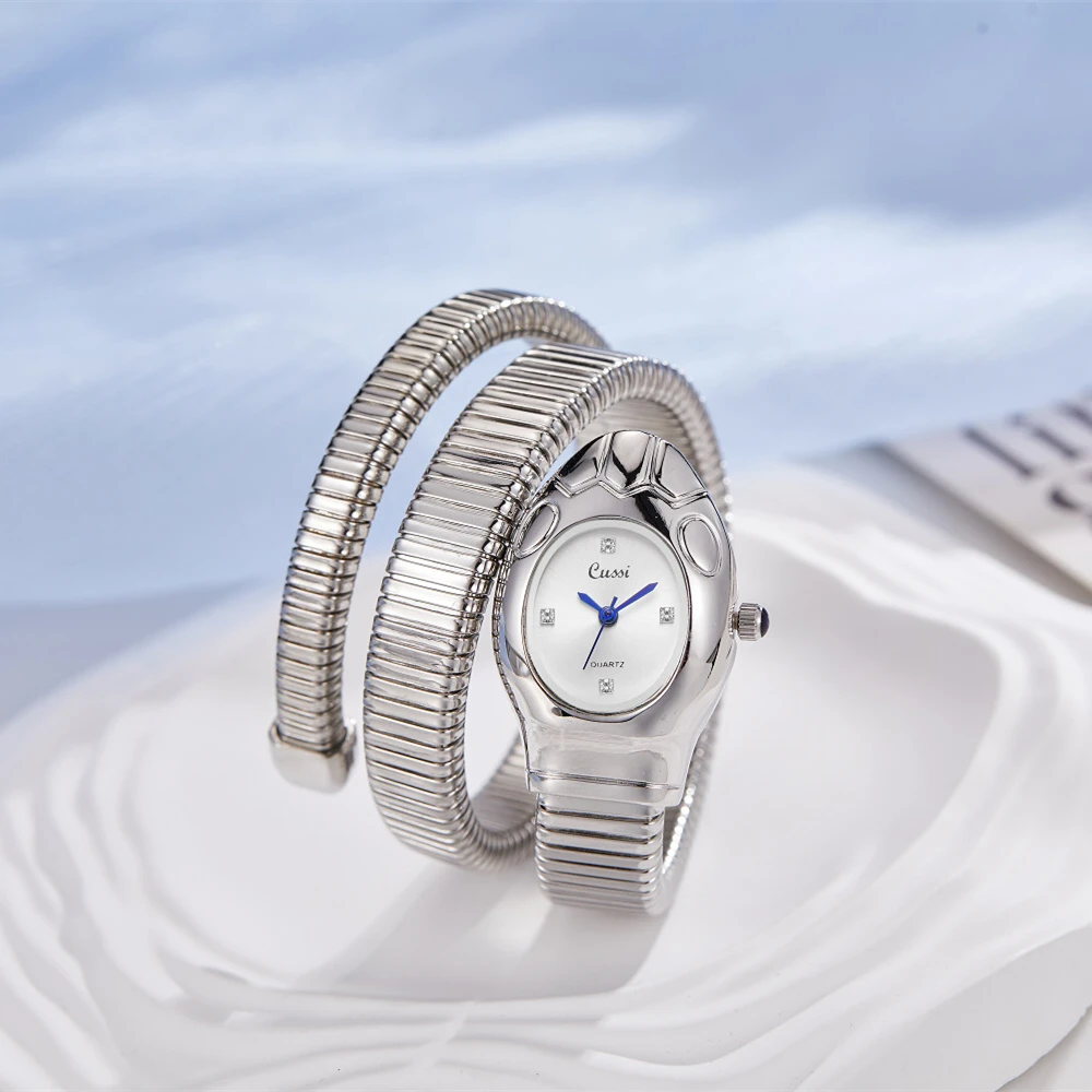 Luxury fashion ladies snake quartz watch women's elegant bracelet watch ...