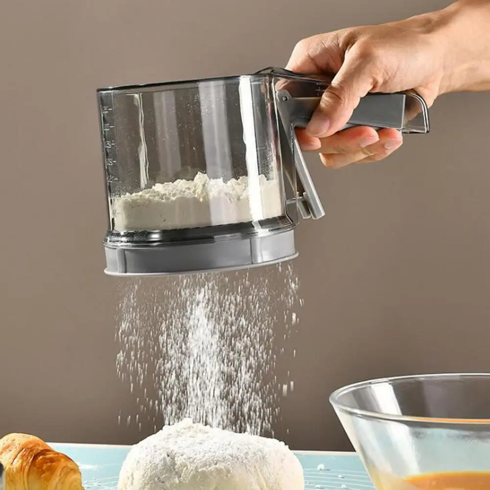 Kitchen-Flour-Sieve-Handheld-Semi-automatic-Sugar-Sifter-Powder-Shaker ...
