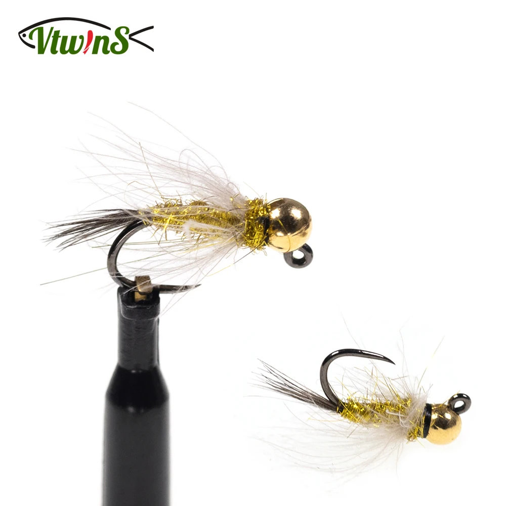 Vtwins-4PCS-Tungsten-Bead-Jig-Head-Nymph-Wet-Fly-CDC-Hackle-Pheasant ...