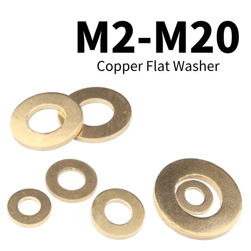 Copper-Flat-Washer-DIN125-Solid-Brass-Plain-Gasket-Pad-High-Quality-GB97-Gasket-Shim-Copper ...