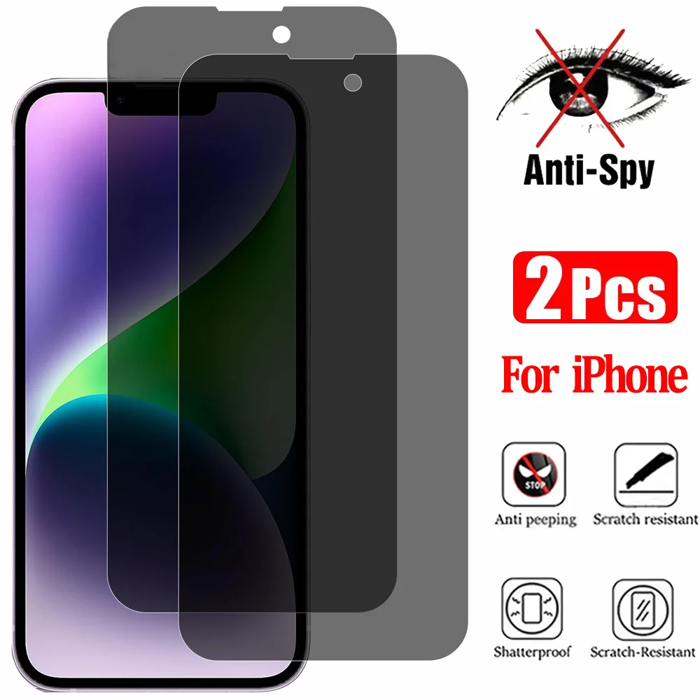 2PCS-Privacy-Screen-Protector-For-iPhone-13-14-15-16-Pro-Max-Anti-Spy ...