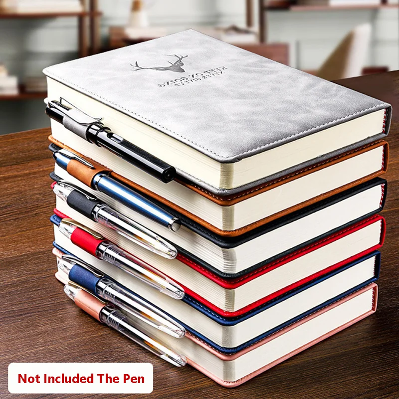 Leather Office Notebooks Notepad Diary | Leather Thickened Paper ...