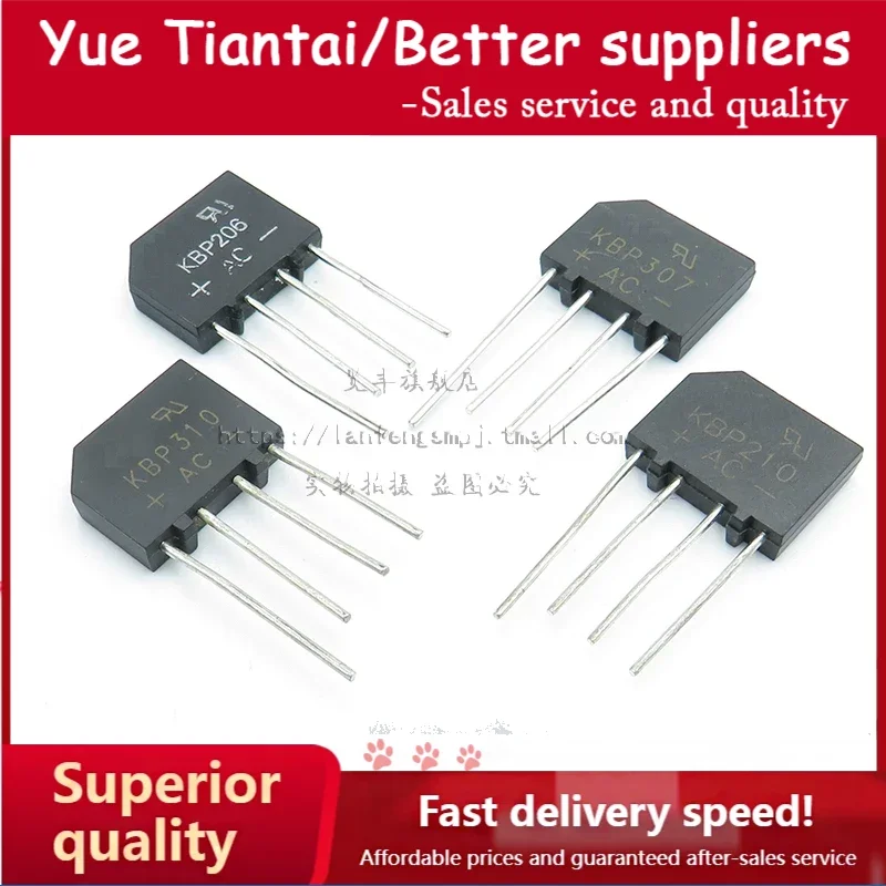 10PCS-YTT-KBP206-KBP210-KBP307-KBP310-Flat-Bridge-2A-3A1000V-Rectifier ...