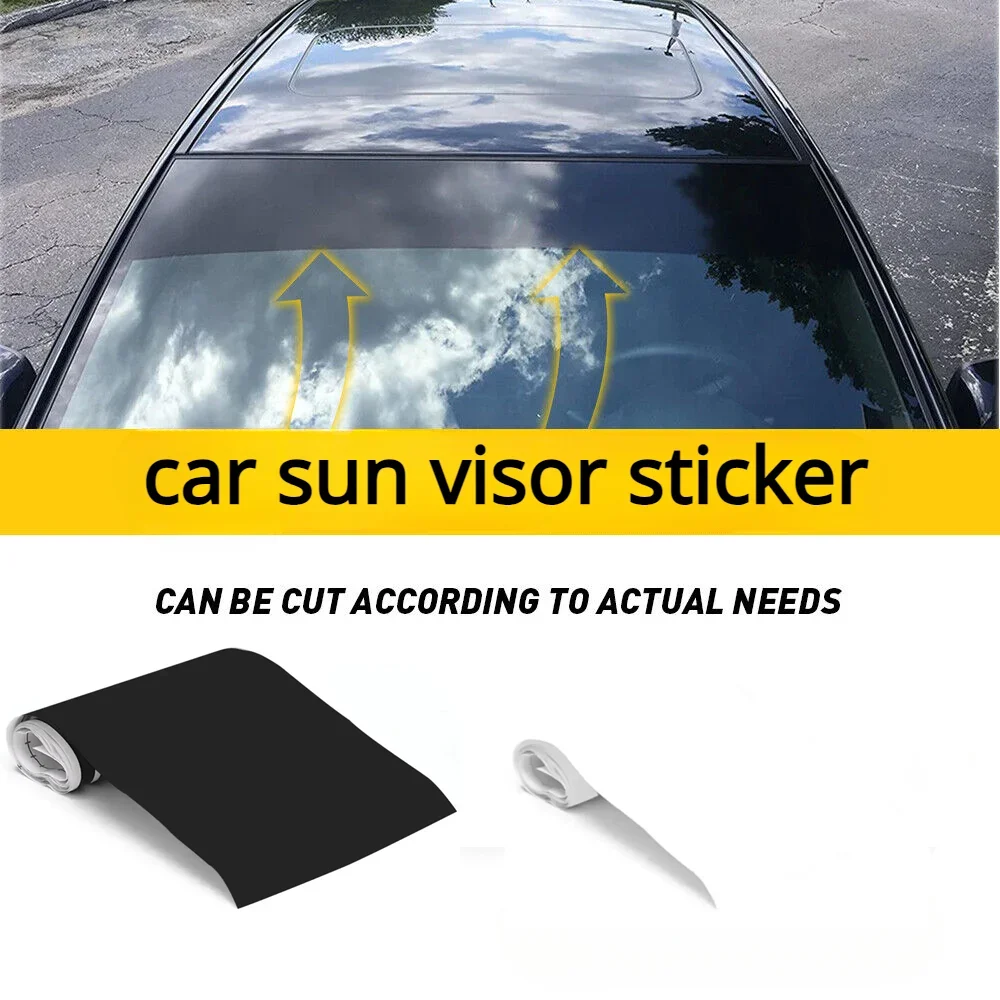 Matt-Black-White-Sun-Visor-Strip-Front-Windshield-Banner-Vinyl-Long ...