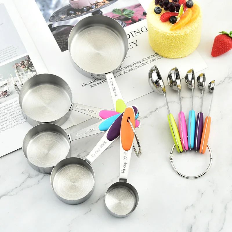 5-10-Sets-of-Stainless-Steel-Measuring-Cevice-Spoons-and-Cups-Graduated ...