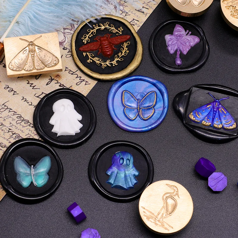 Fire-Lacquer-Seal-Copper-Head-Retro-3D-Embossed-Peacock-Goldfish-Wooden ...