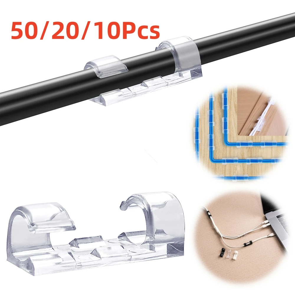 10-30-50Pcs-Cable-Clip-Manager-Fixed-Wire-Holder-Plastic-Clamp-Self ...